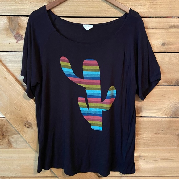 BiBi | Tops | Bibi Black With Colorful Serape Cactus Graphic Top | Poshmark